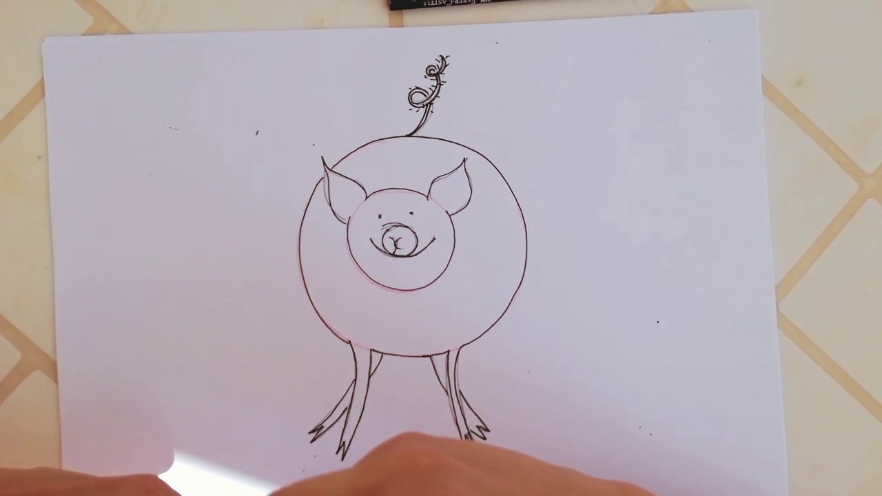 How to draw a pig - Quentin Blake style - Come disegnare un maiale ...