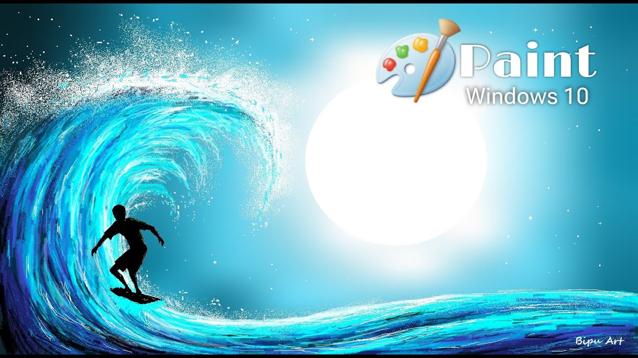 Sea Wave Drawing in Ms Paint | Ms Paint Drawing | paint in computer ...