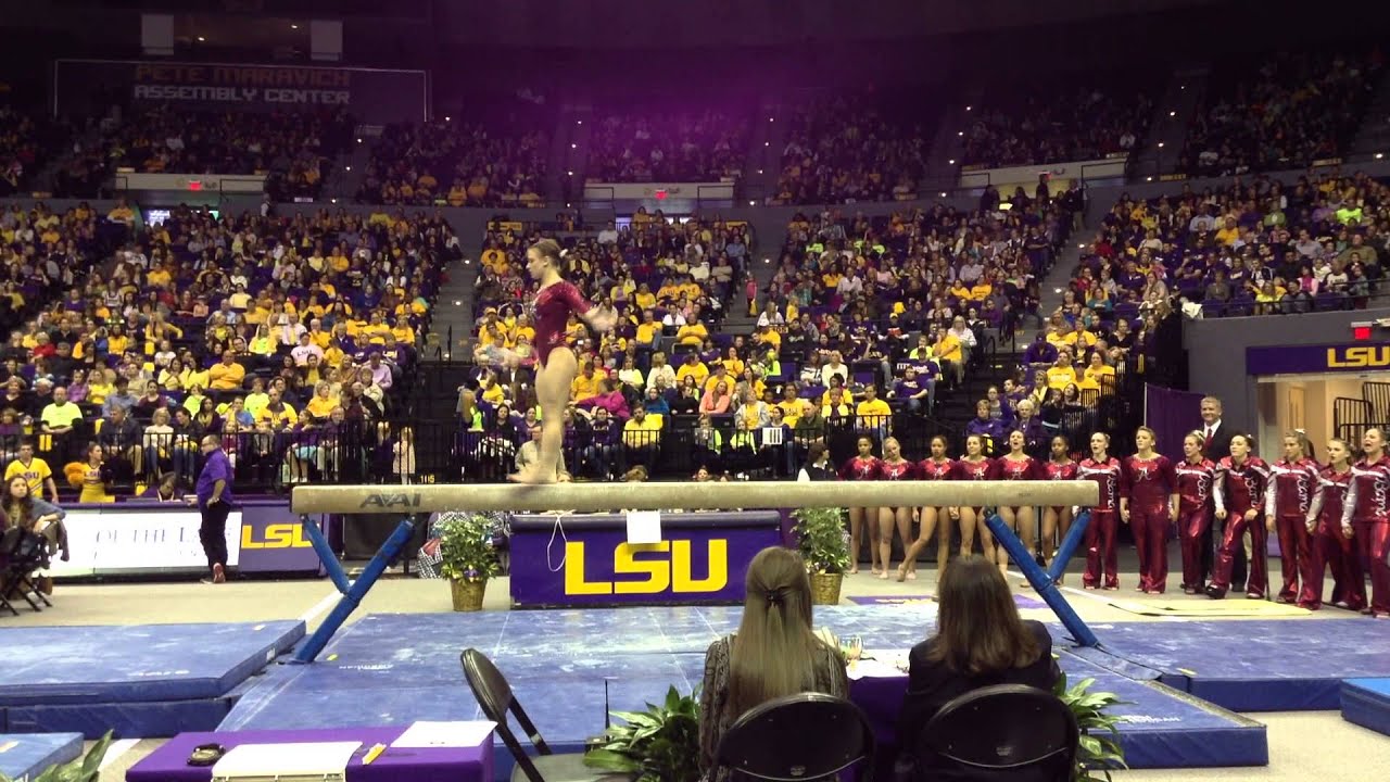 Alabama Gymnastics: Sarah DeMeo on Balance Beam at LSU (1.31.14) - YouTube