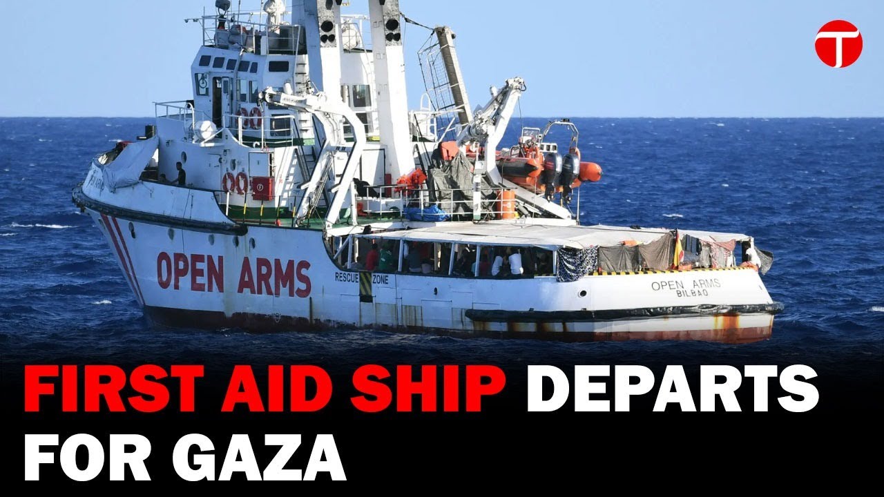 Humanitarian Voyage: Aid Ship Sets Sail from Cyprus to Gaza - YouTube