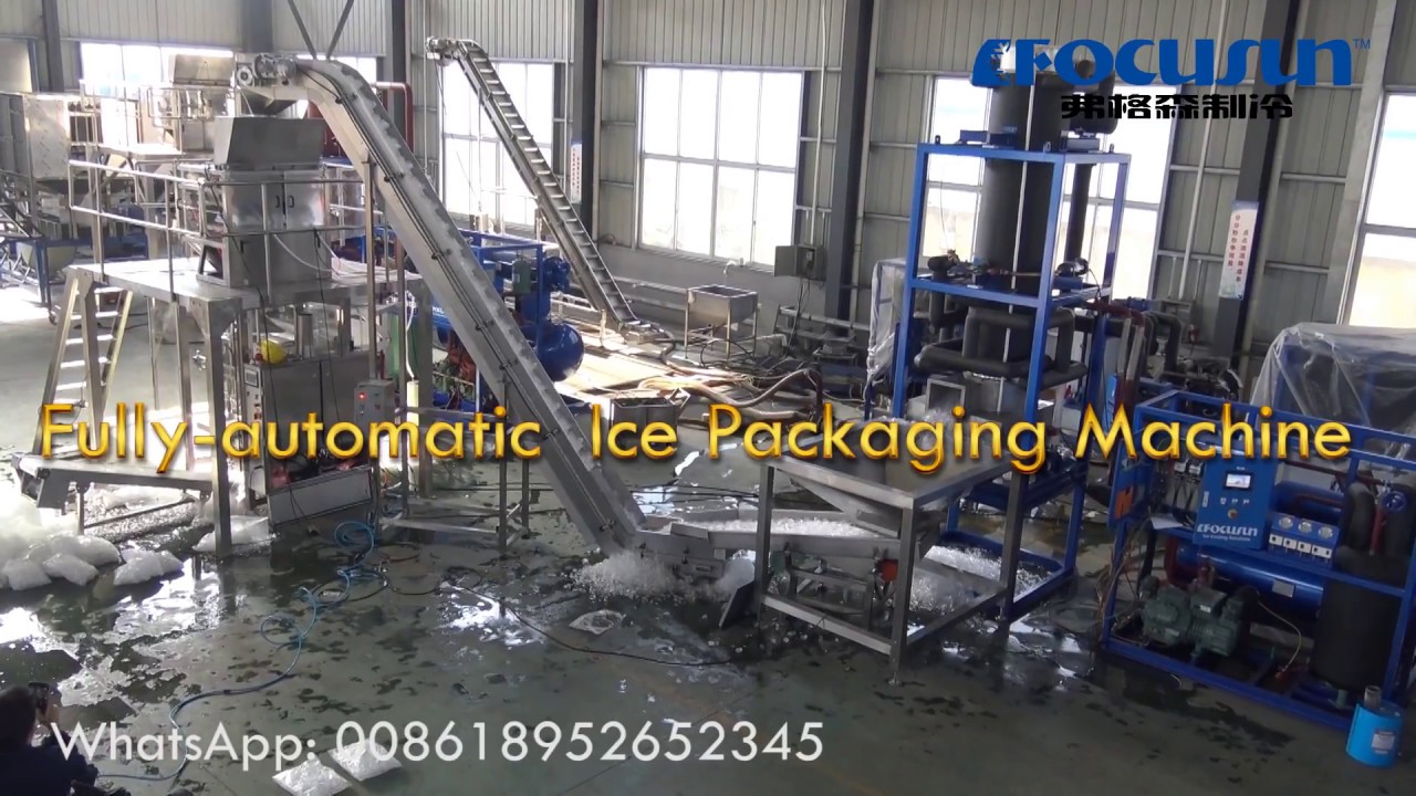 Focusun fully-automatic ice packaging machine for tube ice/cube ice ...