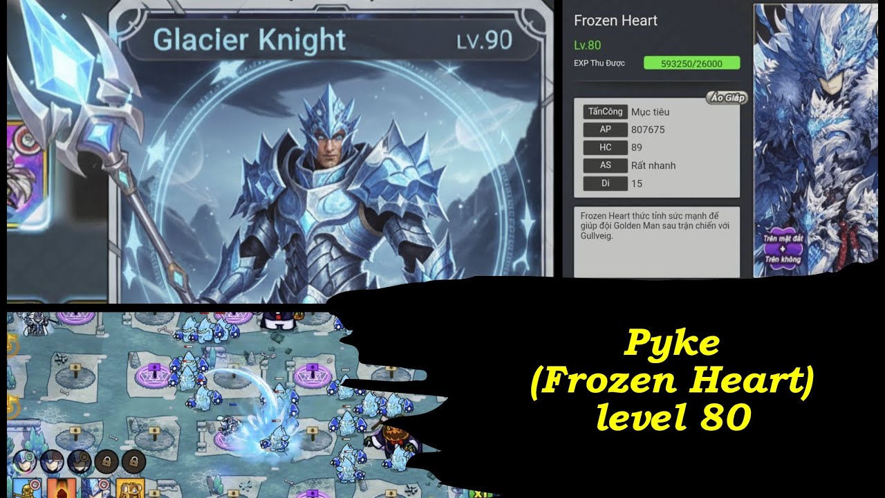 |Gold Tower Defence| Thử test hero Pyke awk level 80 - Hoàng tử băng ...