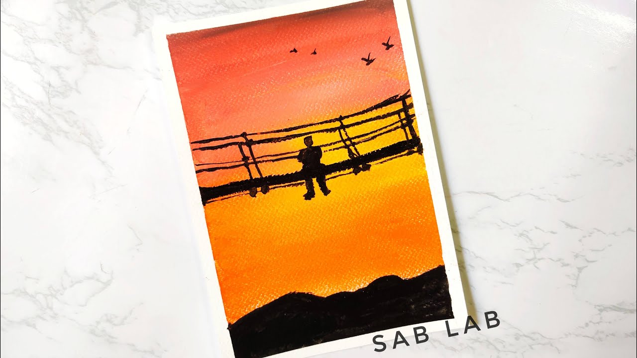 Easy Soft Pastels Drawing for beginners | Sunset Sky | Bridge scenery ...