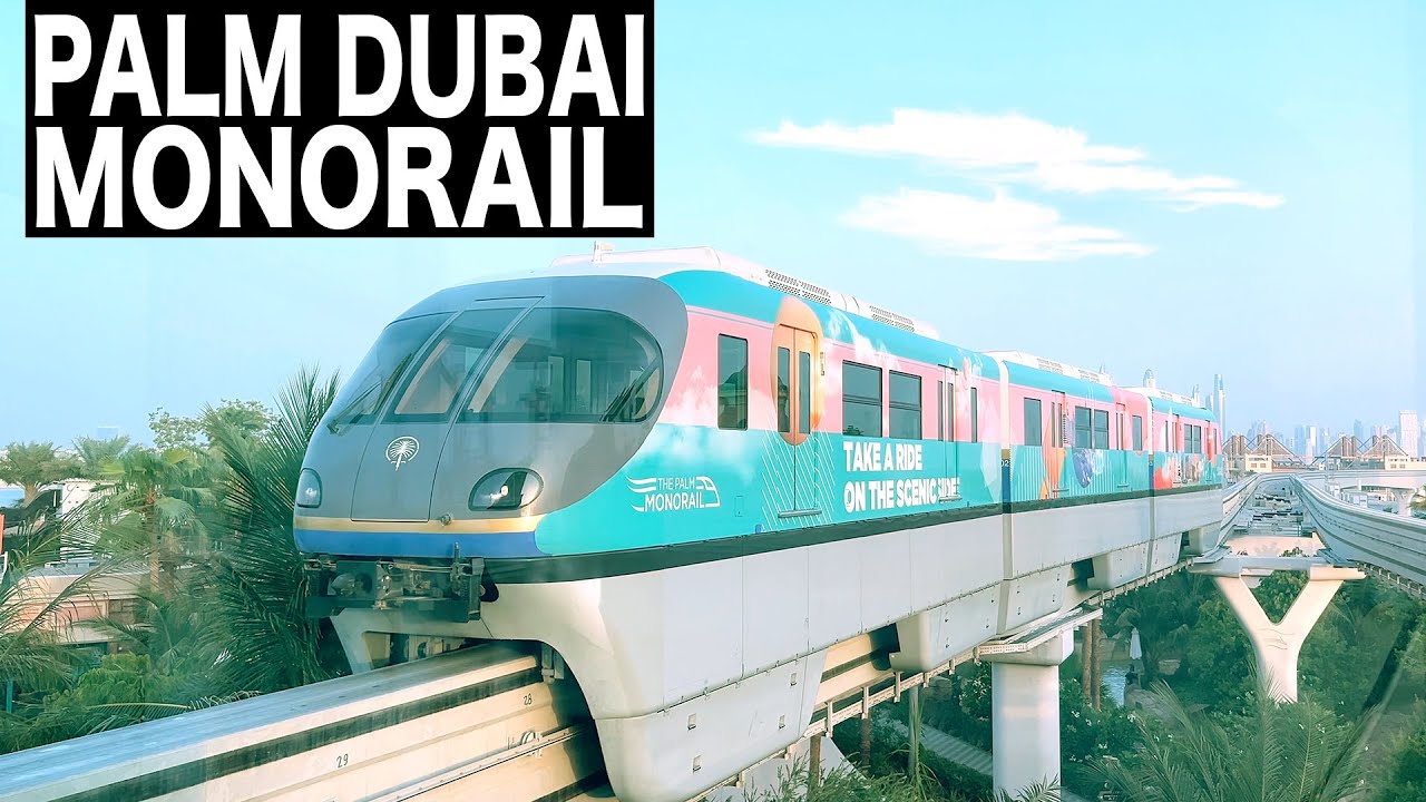 Taking Palm Dubai Monorail to Al Ittihad Park | 4K | Dubai Tourist ...