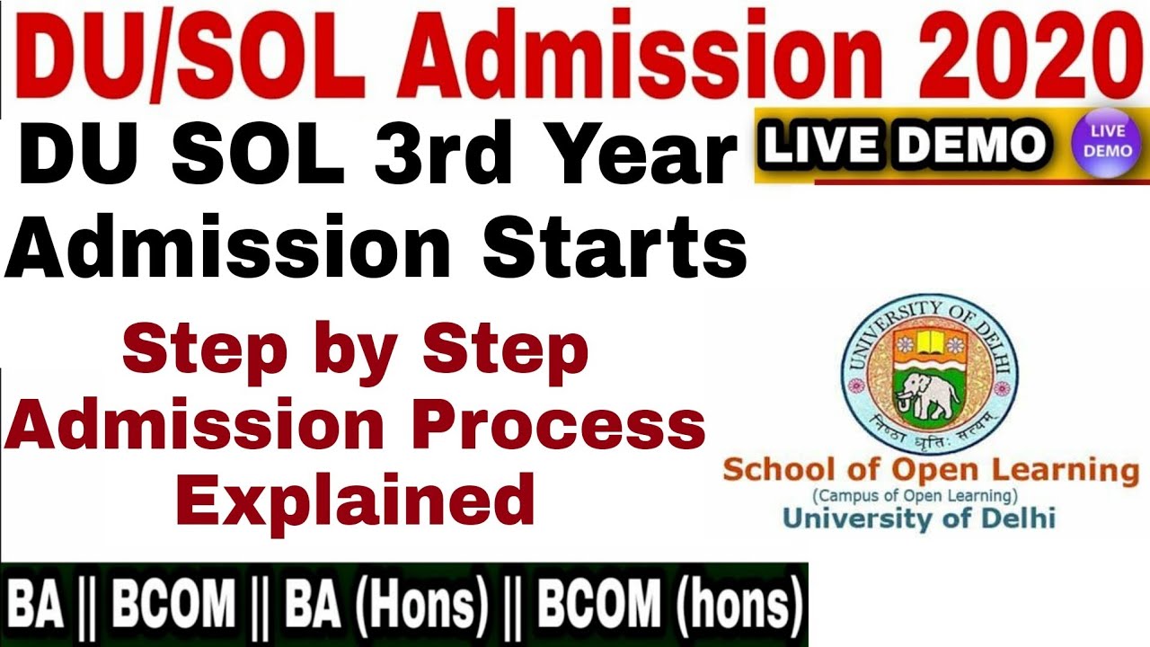 SOL 3rd Year Admission Starts || How to fill SOL 3rd Year Admission ...