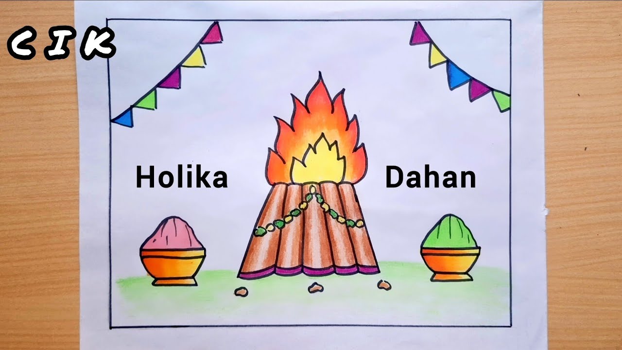 Holi Drawing Easy Happy Holi Easy Drawing | Holika ka chitra | Holika ...