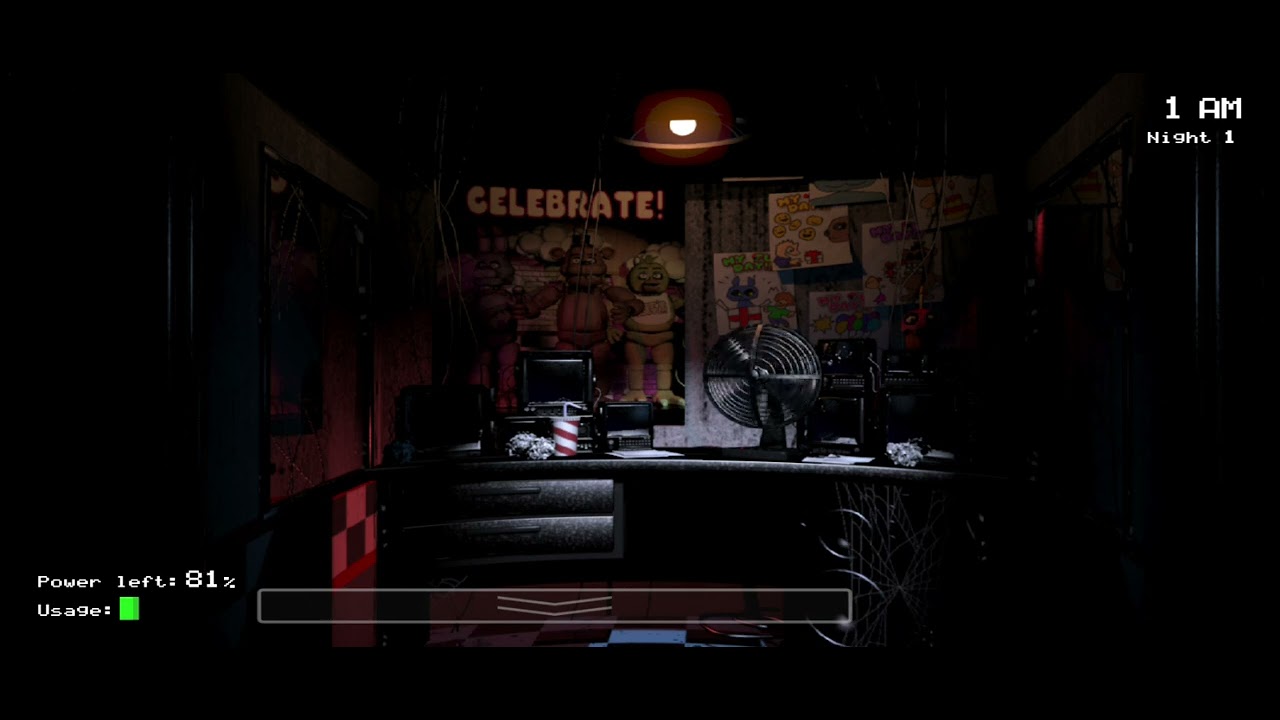 five night and freddy horror game play night 1 - YouTube