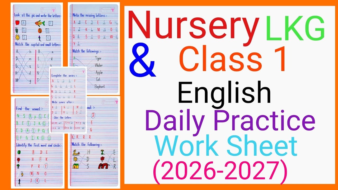 Nursery & LKG English Daily Practice Worksheets 2026/Nursery class ...