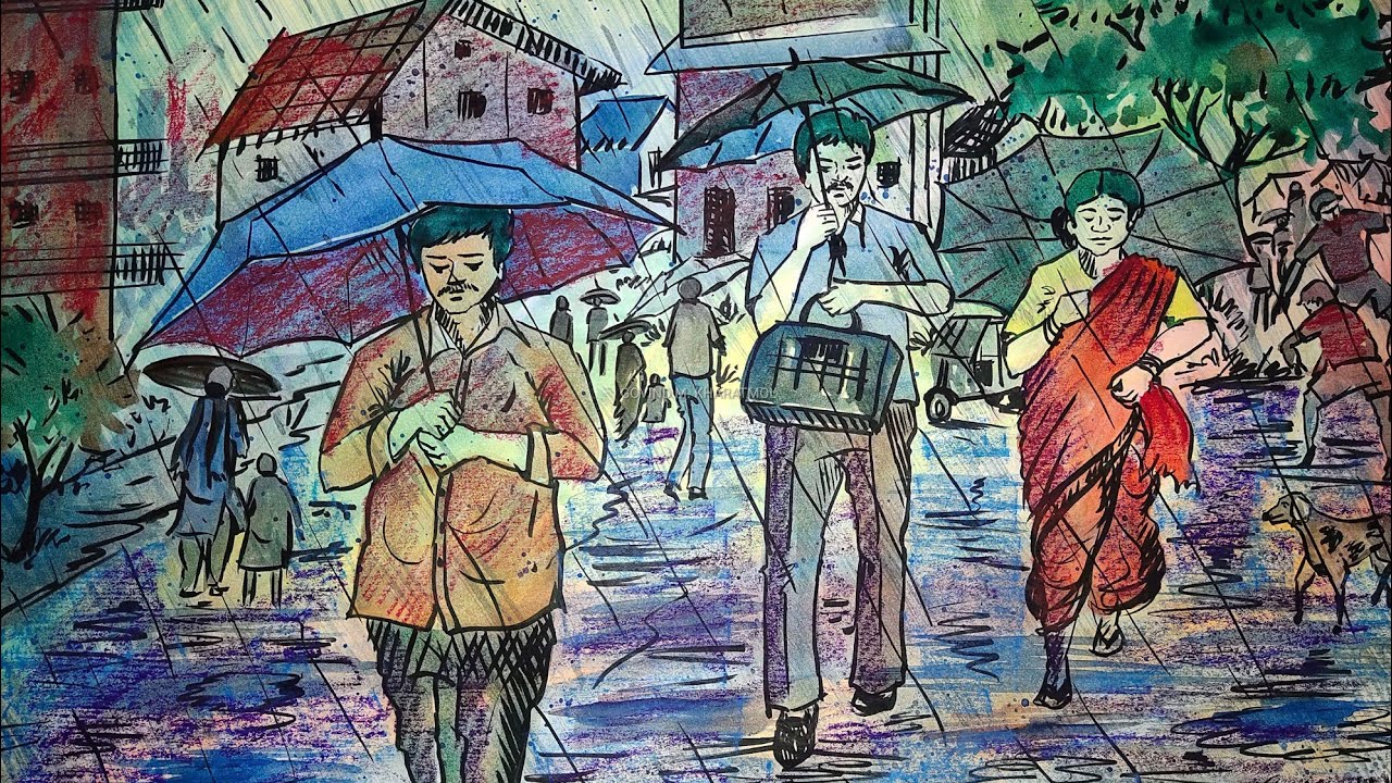 Rainy Day Memory Drawing Watercolor, HD 720p - YouTube