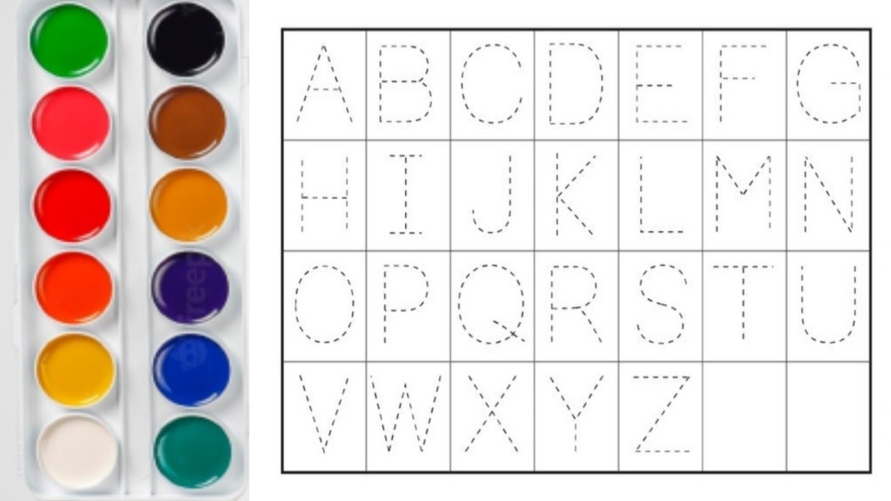 Write English alphabet from A to Z with dotted letters | Dotted ABC ...