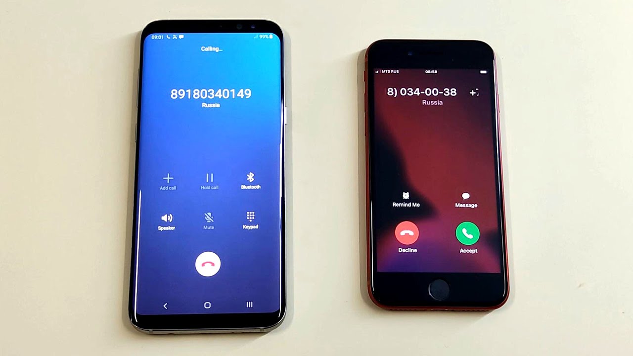 Samsung Galaxy S8 plus + iPhone 8 Incoming call & Outgoing call at the ...