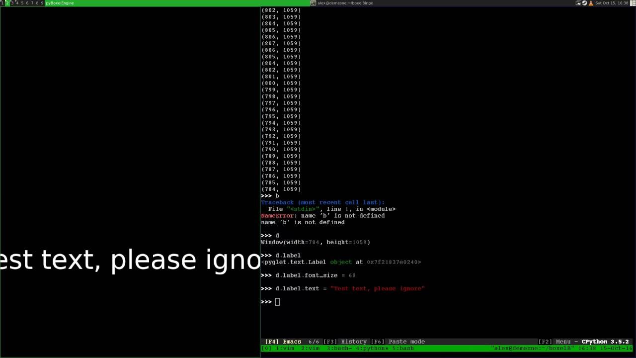 Pyglet with async terminal - YouTube
