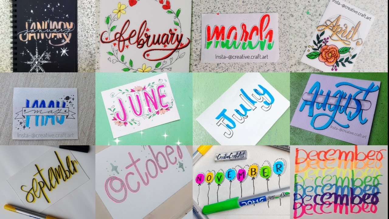 Bullet Journal Monthly Lettering @CreativeCraftArt - YouTube