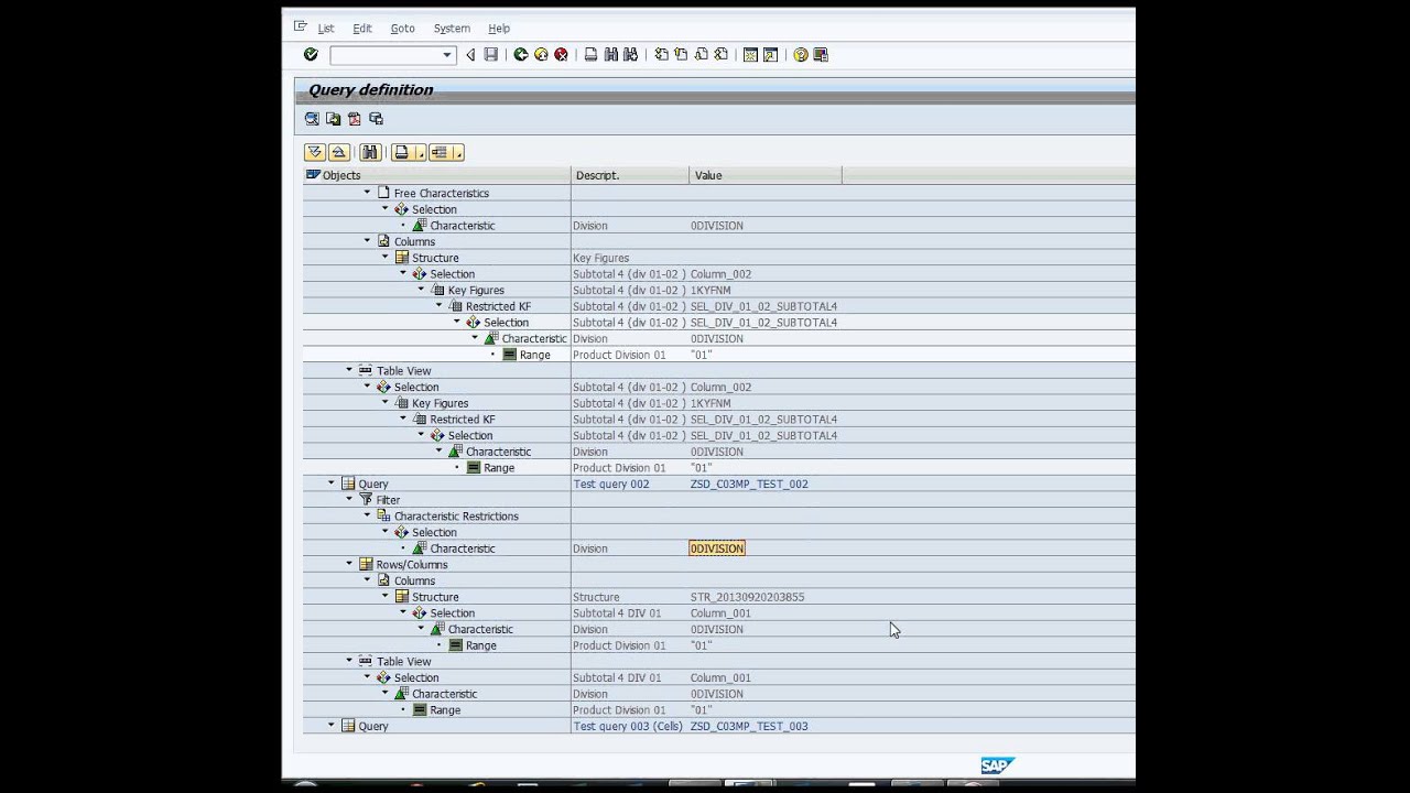 SAP Bex Query's search - YouTube
