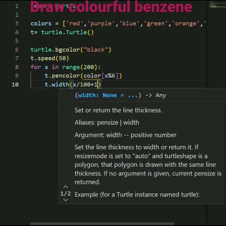 Coolest 😎colourful Benzene Using Turtle 🐢 Python Pythonprogramming Shorts Youtube