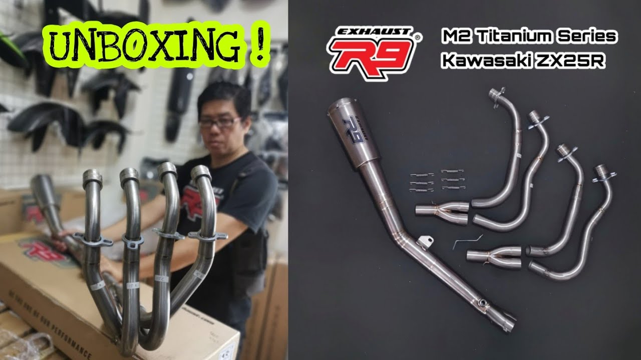 Unboxing Knalpot R9 M2 Titanium Kawasaki ZX25R (20200901) - YouTube