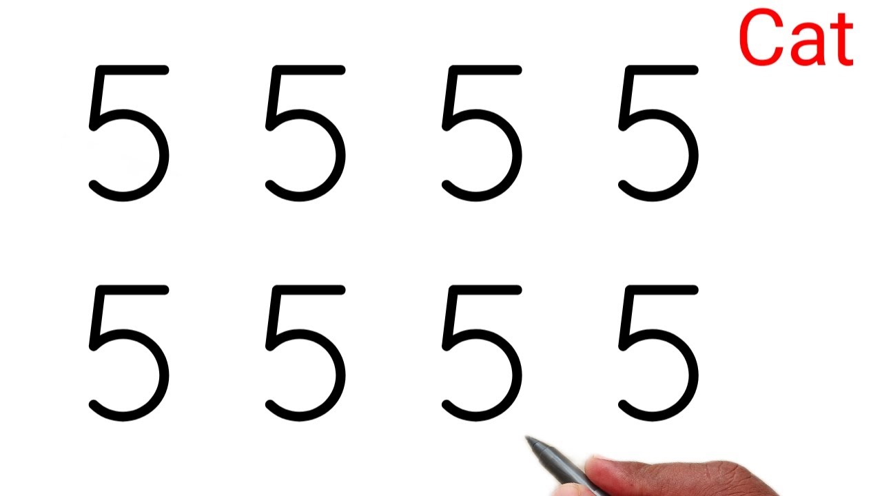 How to draw cat from number 55555555 | Easy Cat Drawing tutorial | Cat ...