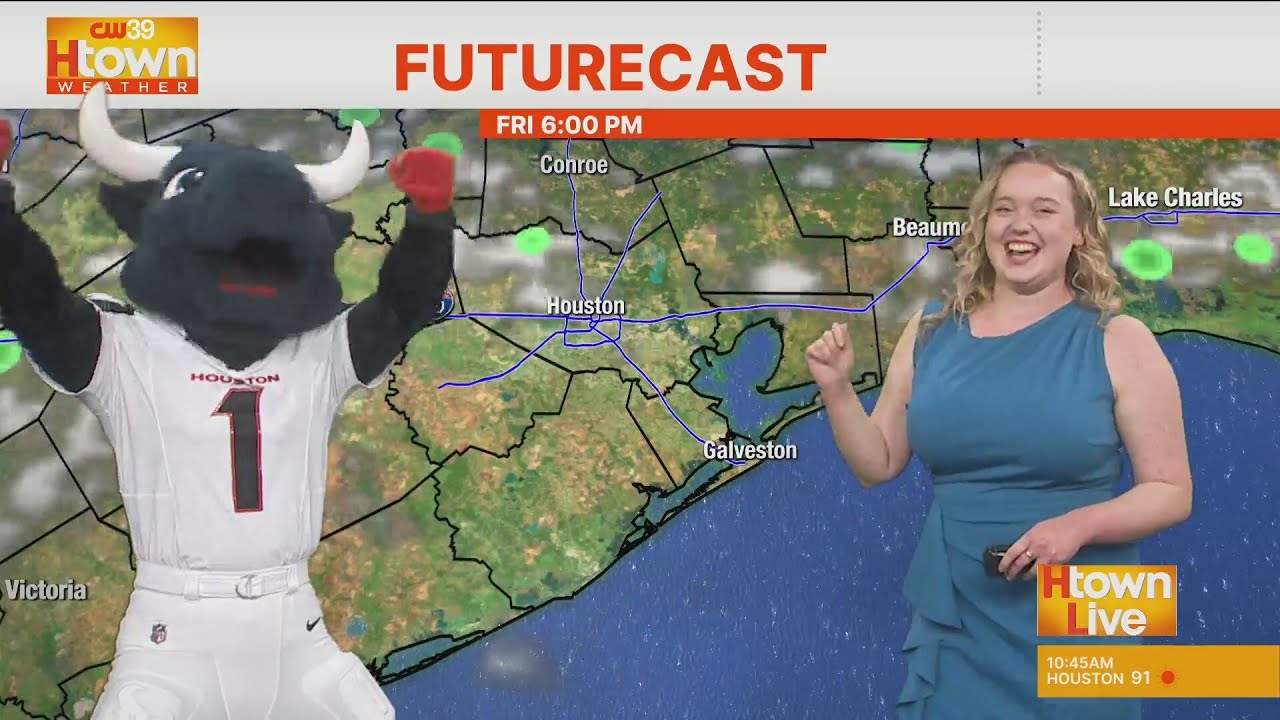 Houston Texans mascot Toro helps with the weather forecast - YouTube