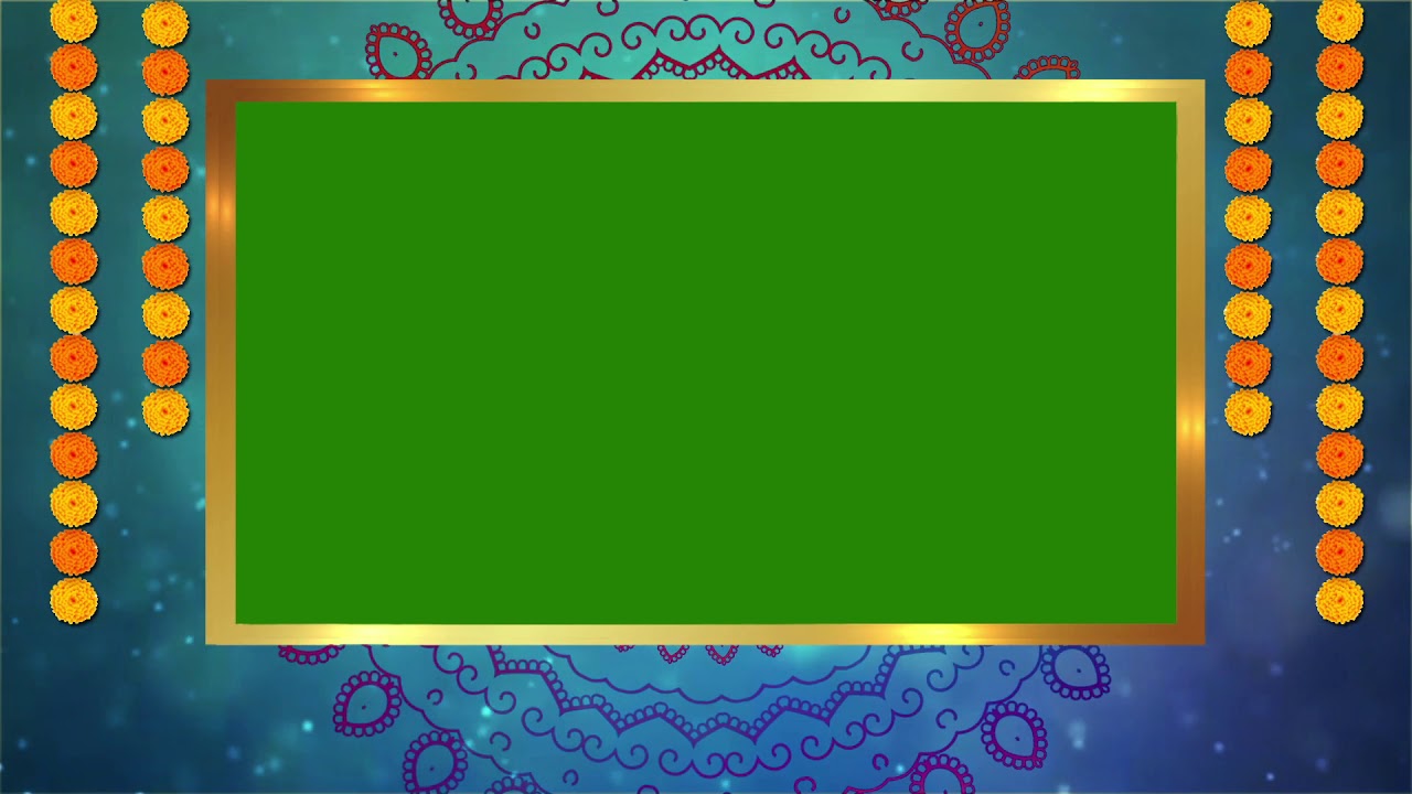 Vector Garland Devotional Background Frame Green Screen | Green Screen ...