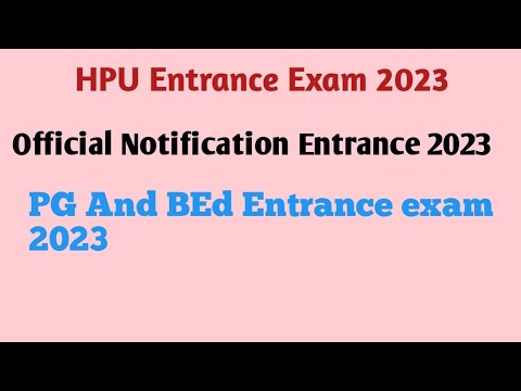 HPU Latest Notification regarding PG Entrance test and BEd Entrance ...