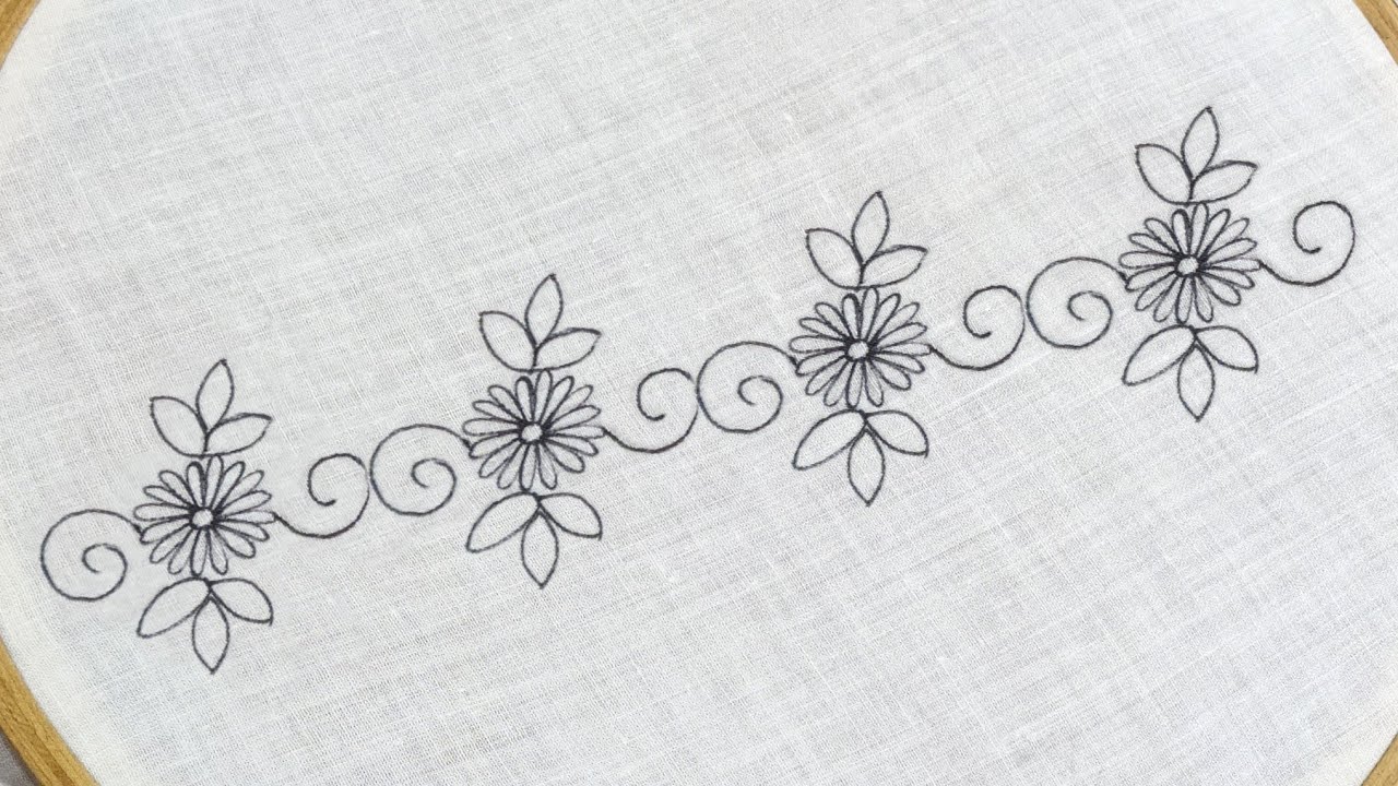Floral Border Embroidery Design for Dress (Hand Embroidery Work) - YouTube