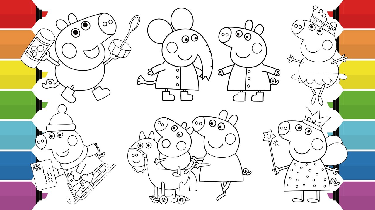 Coloring Peppa Pig & George Pig Coloring Pages - YouTube