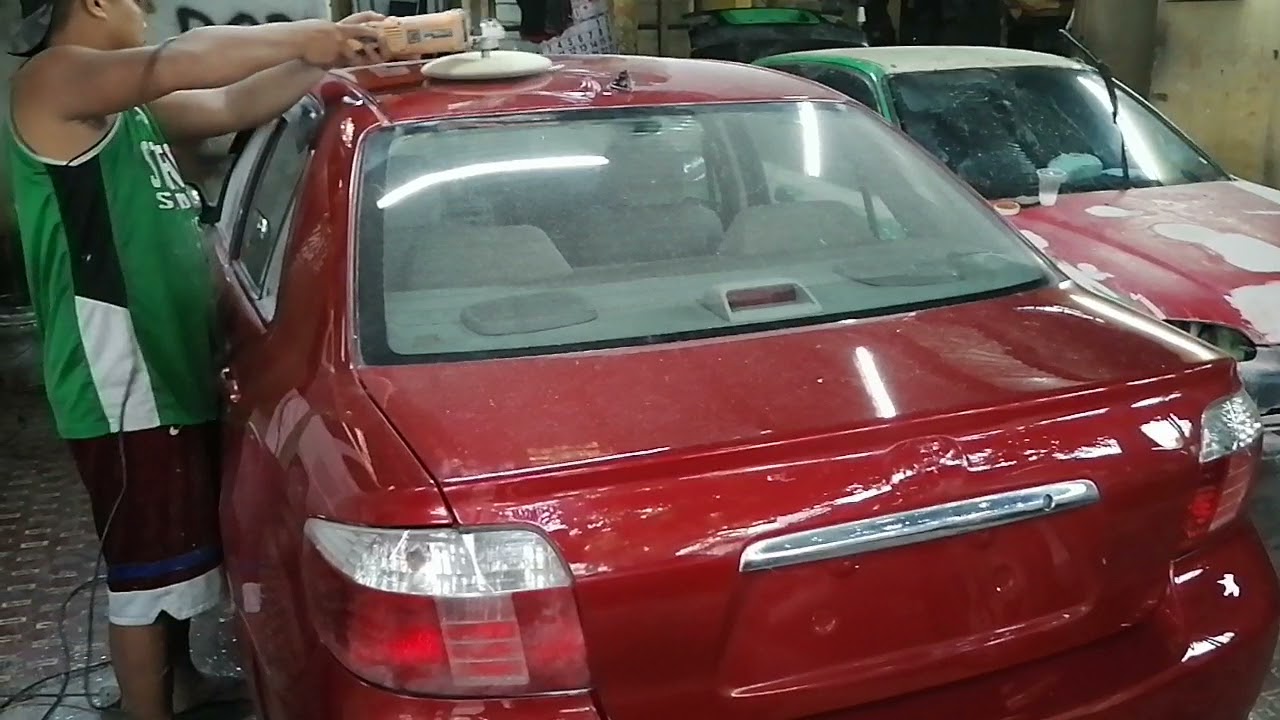 carshop buffing.. toyota vios preparing to go - YouTube