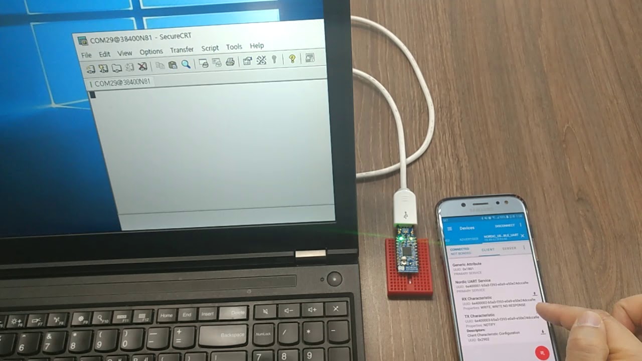 BLE Uart example with nRF52840 Dongle (BLE 5.0) - YouTube