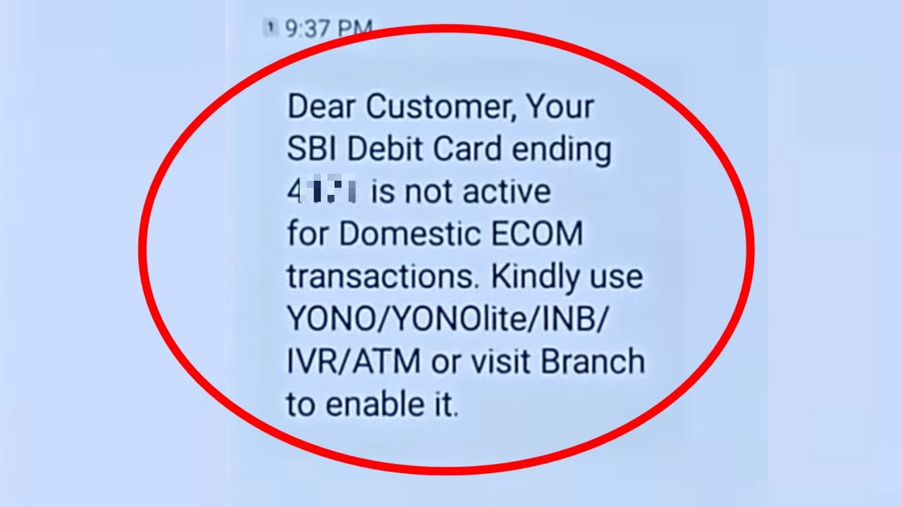Fix SBI Debit Card is not active for Domestic ECOM transactions ...