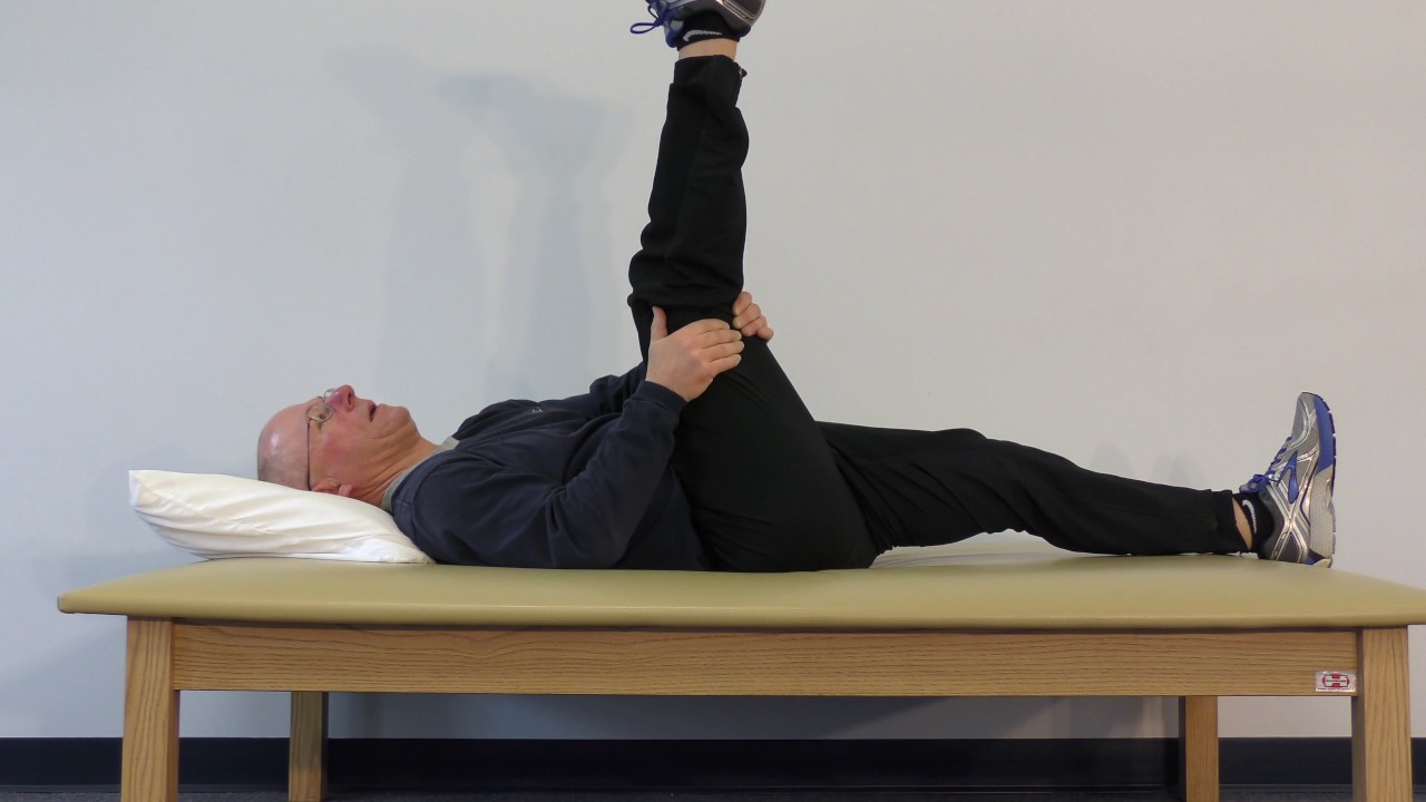 Lying Down Single Hamstring Stretch - YouTube