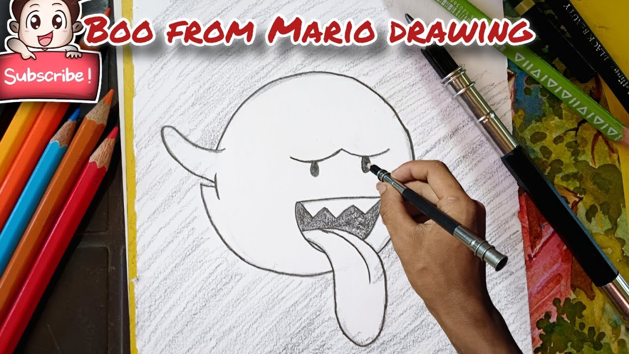 How To Draw a Boo 🥰 ️from Mario/Easy Nintendo Character Art - YouTube