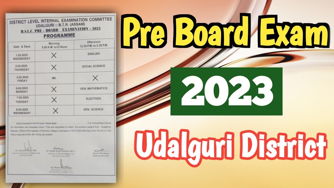 Class 2023 // Pre Board Exam Routine // Udalguri District // HSLC 2023 ...