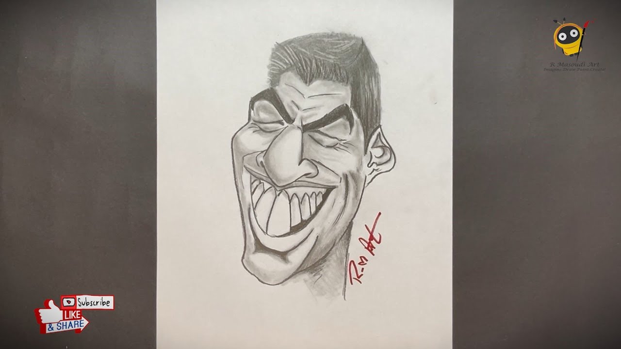 Luis Suárez Caricature || Drawing Tutorial || Step by Step - YouTube