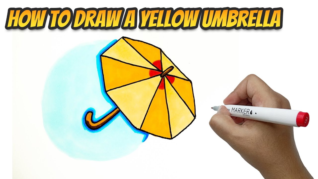 How to Draw & Color a Yellow Umbrella | Step by Step How to Drawing ...