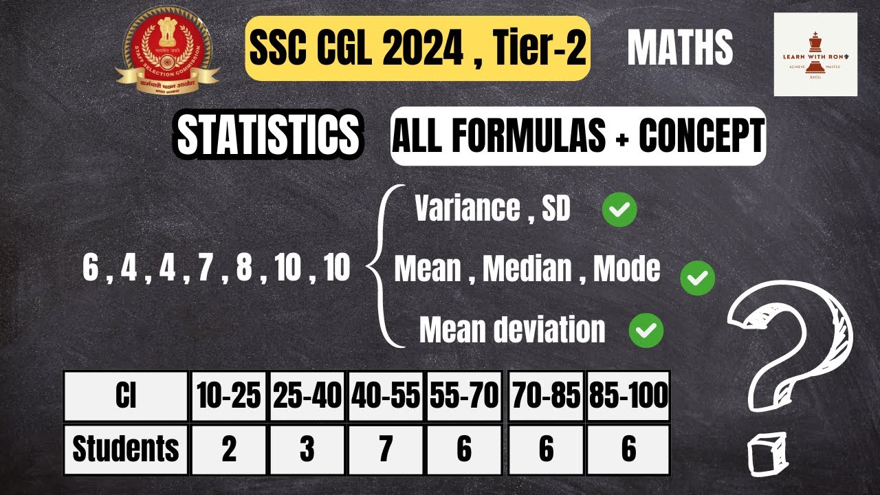 Statistics for SSC CGL 2024 Tier 2 🔥| Mean, Median, Mode, Variance ...