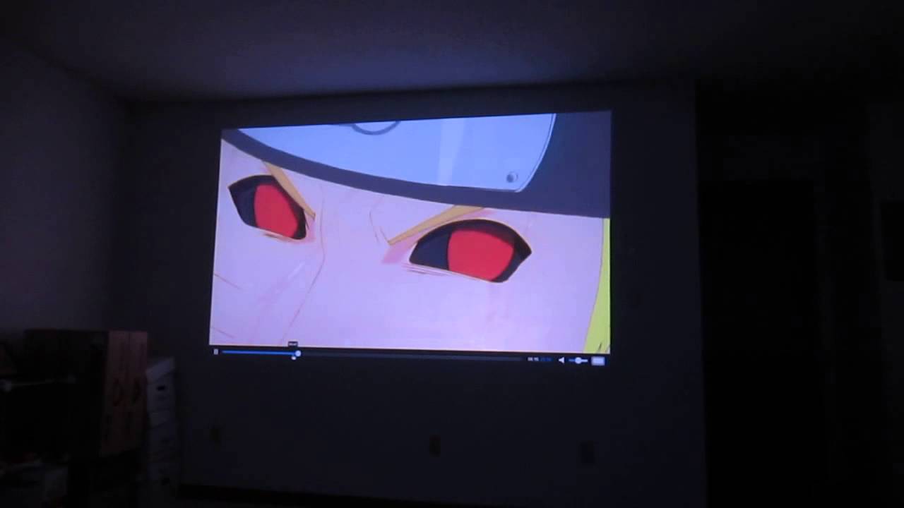 watching naruto on the Acer K330 LED projector 120 inch screen - YouTube