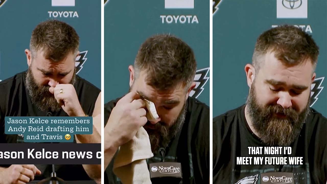 Jason Kelce Crying while sharing his Emotional Story with Andy Reid ...