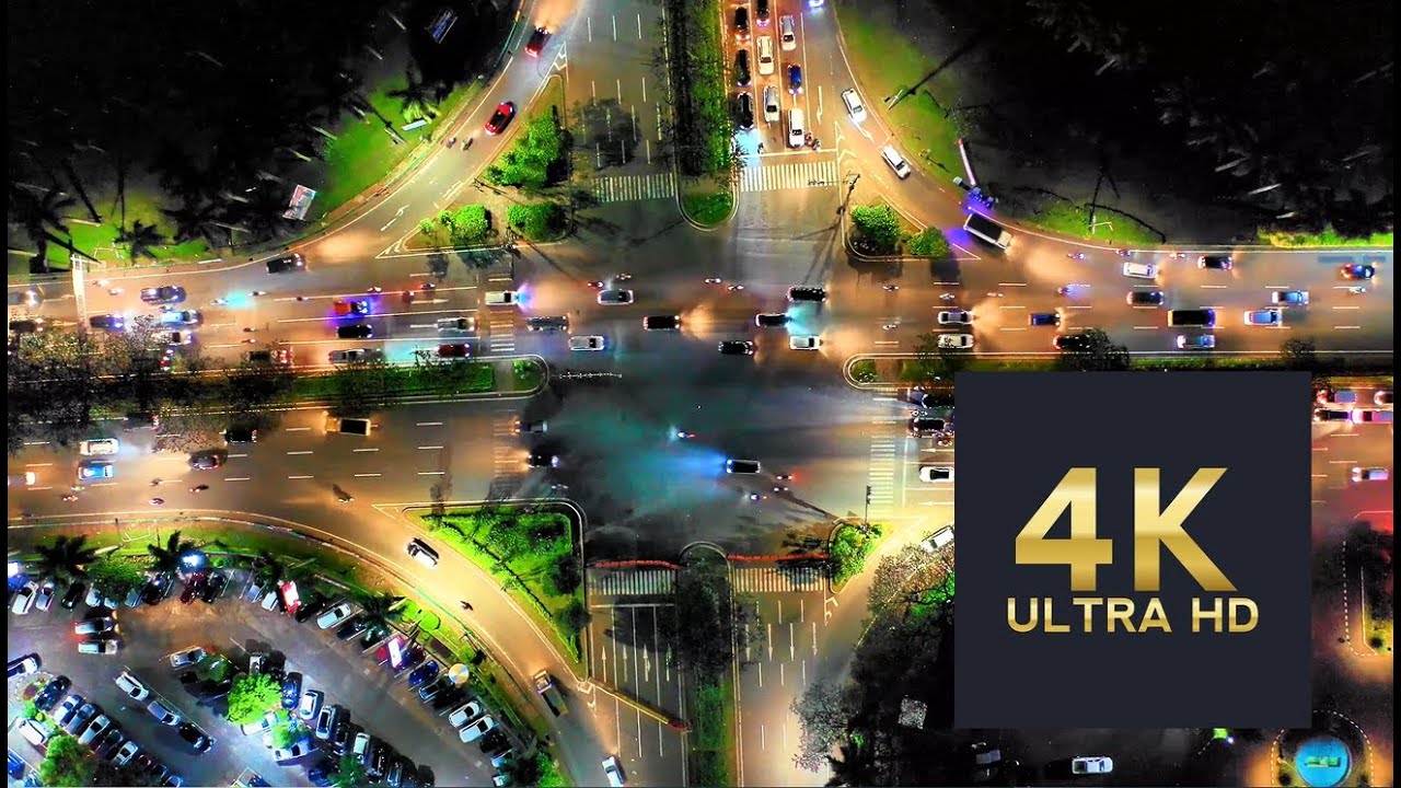 Highways at Night | Drone View (4K UHD) | Relaxing and satisfying ...