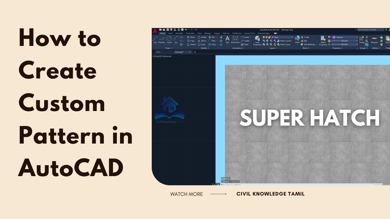 SUPER HATCHING IN AUTOCAD in Tamil | AutoCAD Super hatch Command With ...