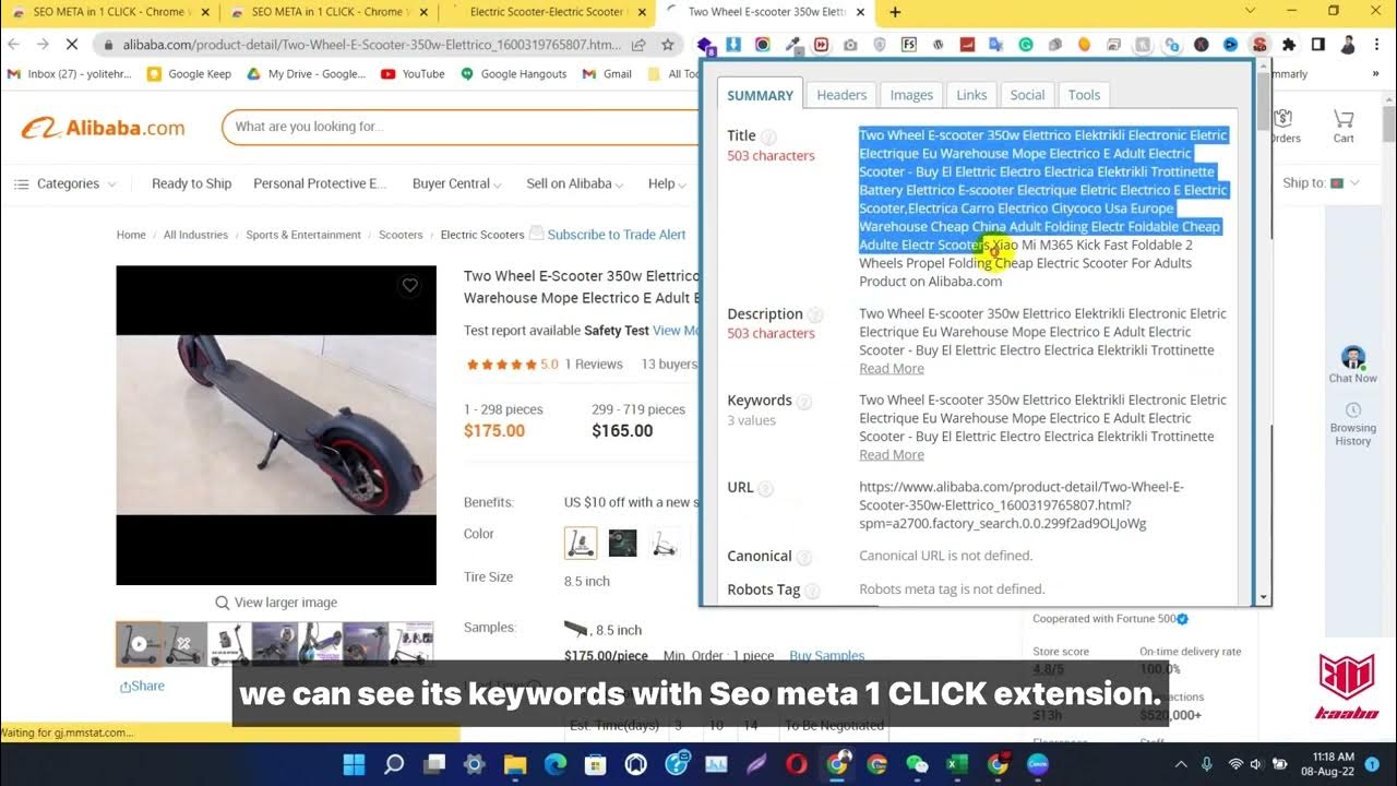 How to Check Keywords from the Webpage by SEO Meta in 1 Click Extension - YouTube