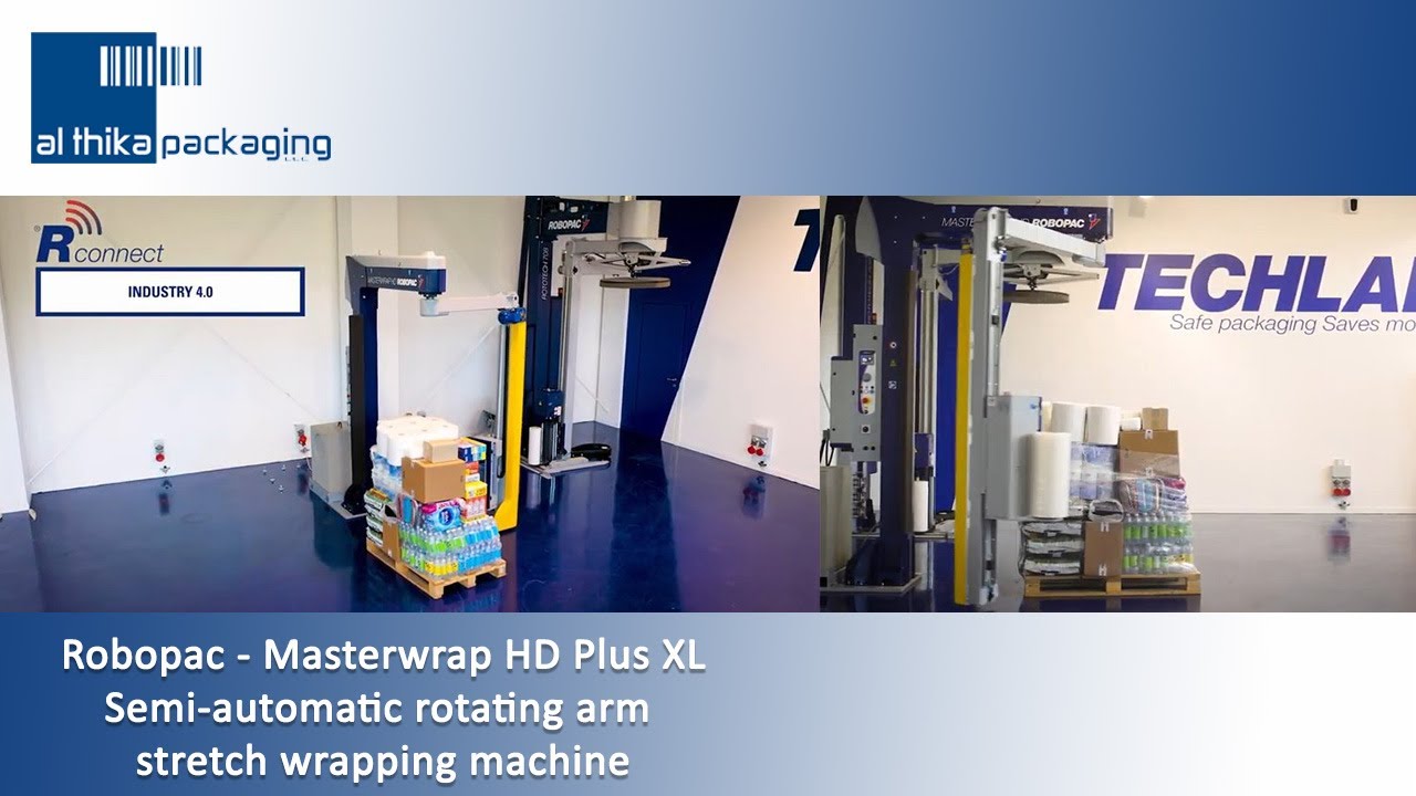 Robopac Masterwrap HD Plus XL machine for pallet wrapping - YouTube