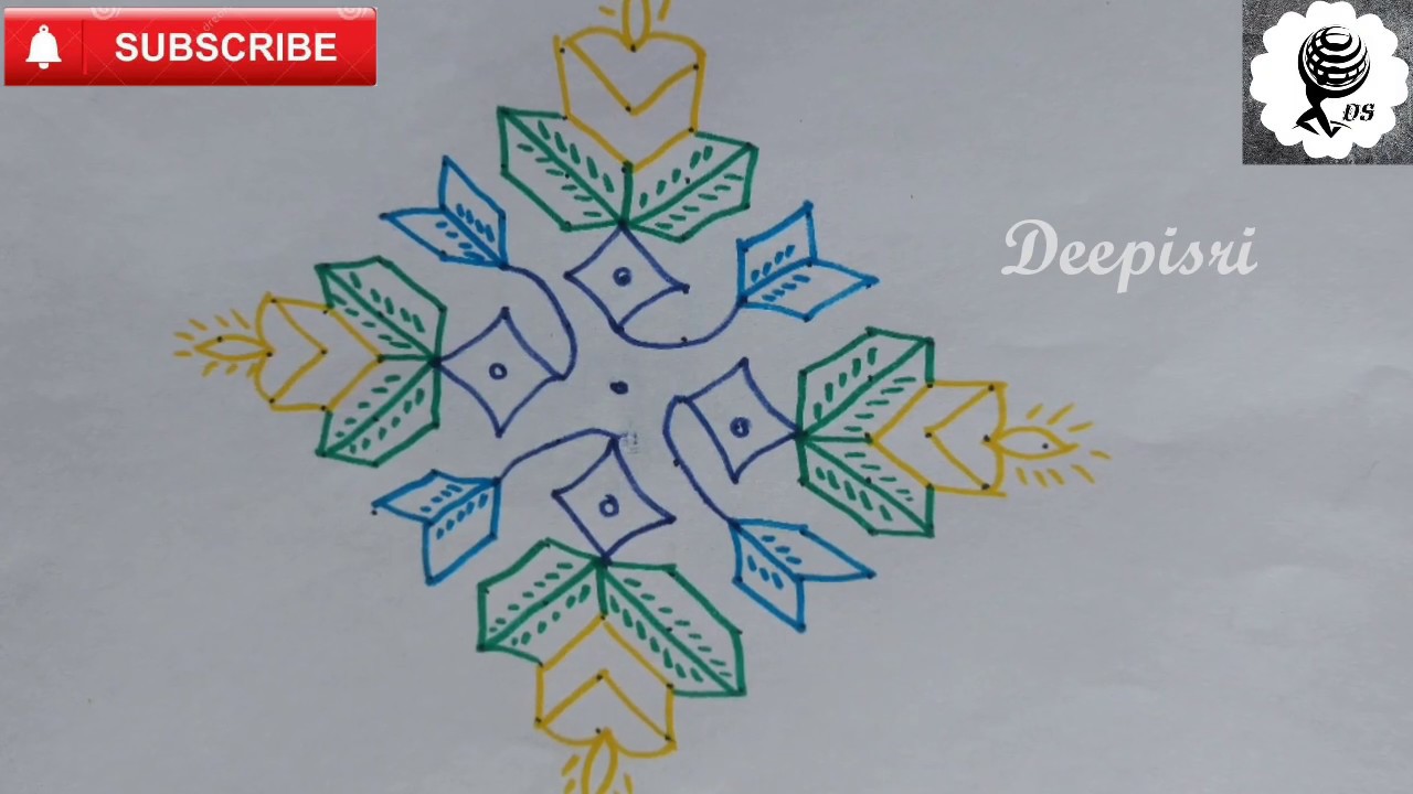 Kolam/Easy kolam/Simple attractive kolam/Simple &Easy kolam/Beginners ...
