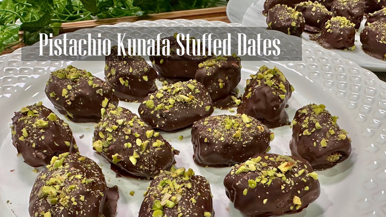 Pistachio kunafa Stuffed Dates || How to make Dubai Chocolate Covered ...