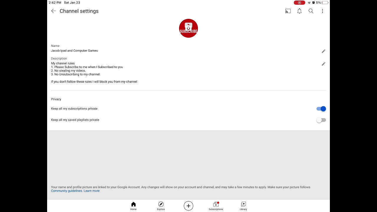 My channel rules - YouTube