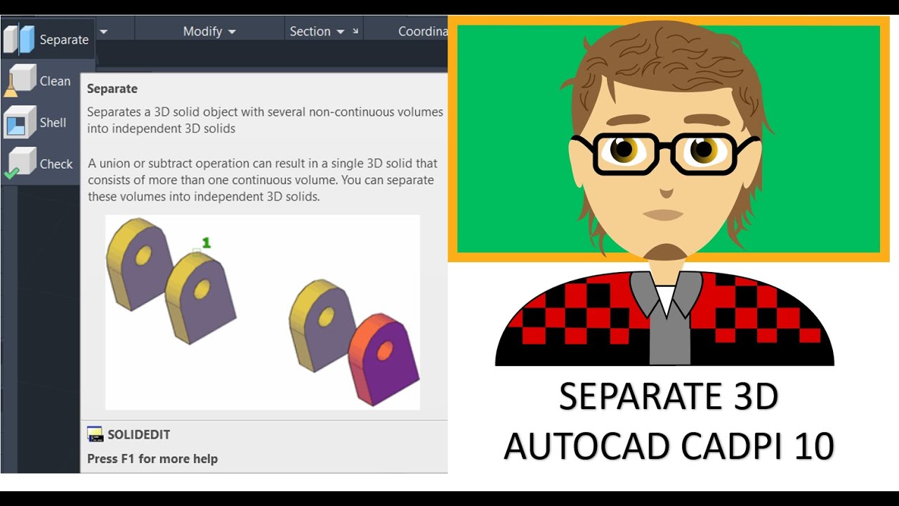 AUTOCAD HERRAMIENTA SEPARATE 3D - YouTube