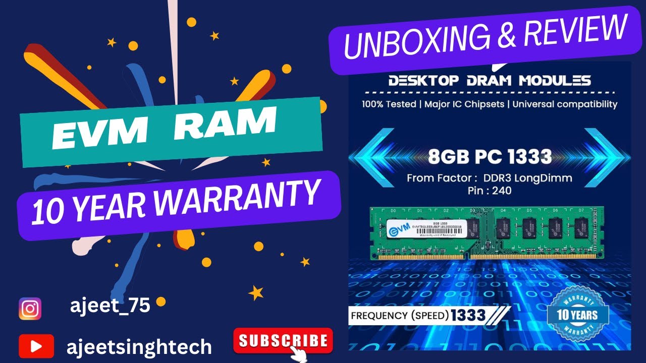 EVM ddr3 8gb 1600mhz ram unboxing - YouTube