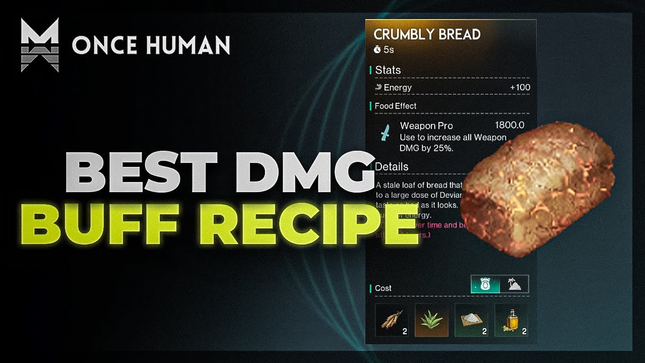 EASY CRUMBLY BREAD RECIPE LOCATION IN ONCE HUMAN | BEST WEAPON DMG FOOD ...