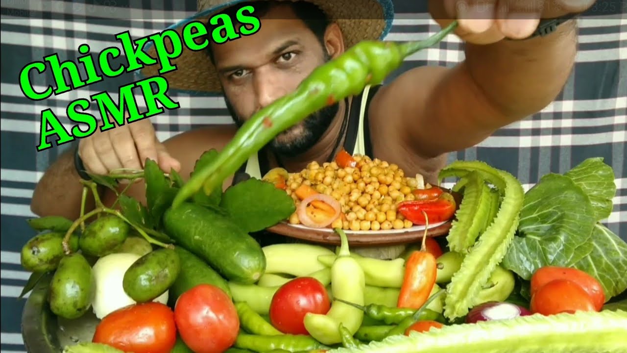 Tempered chickpeas with favorite raw vegetables/ Food Eating Show [ASMR ...