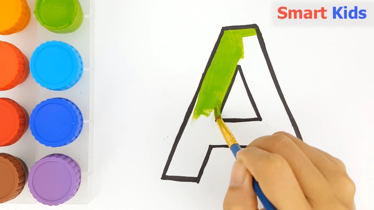 Colorful Alphabet | dawing and painting the letter A | Learning colors ...
