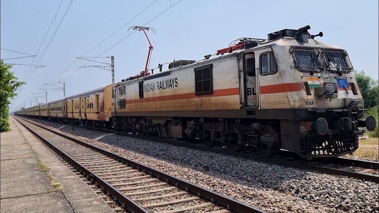 Ranikhet Exp with 3 SLR(Slip Coaches) with High Rise Panto Gonda WAP-7 ...